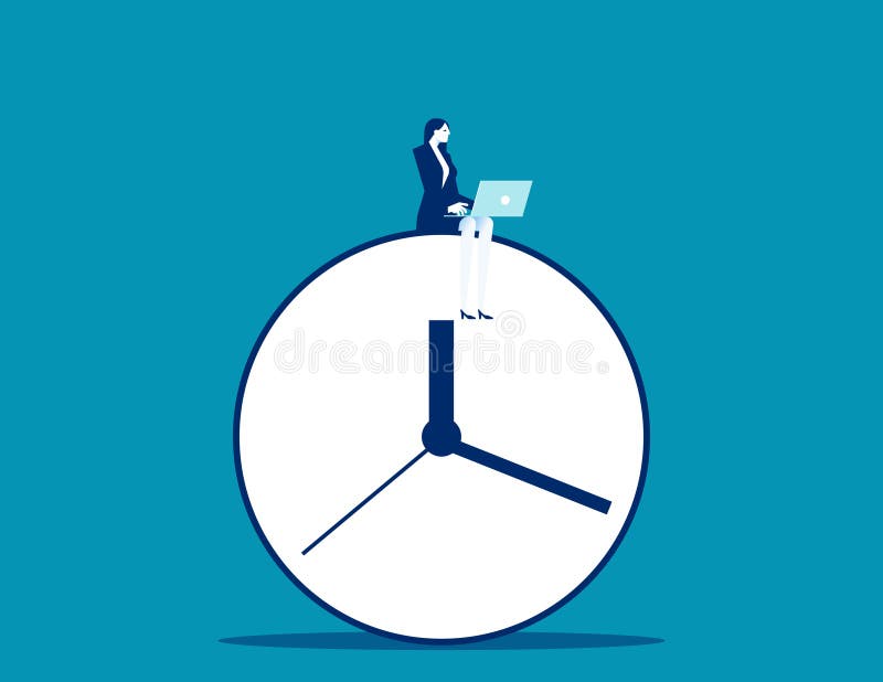 Sitting on Clock Working. after Hours Worker Stock Vector ...