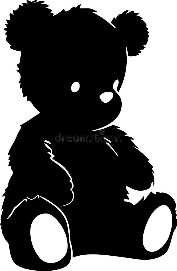 Sitting Cute Teddy Bear Monochrome Logo Stock Vector - Illustration of ...