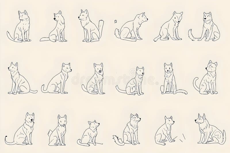 AI-Generated Dog Poses stock illustration. Illustration of cartoons ...