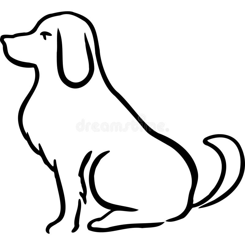 Sitting Dog in Profile Sketch Vector Illustration Stock Vector ...