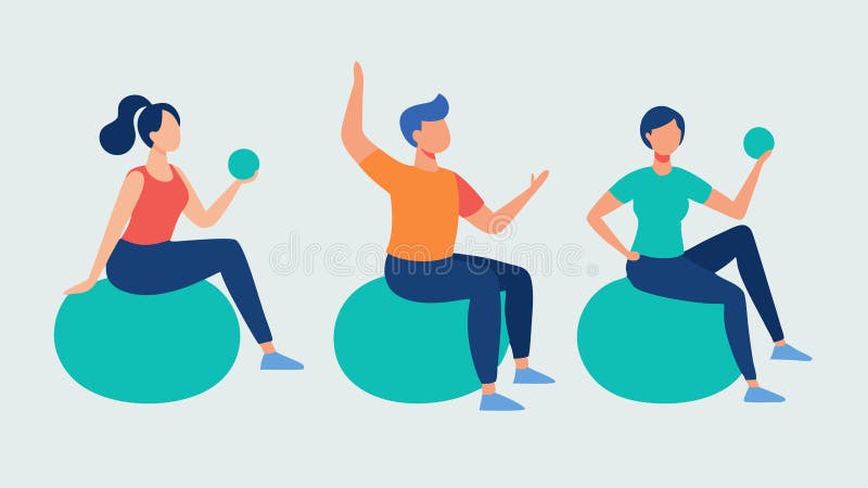 Sitting Exercises Several Individuals Sitting on Exercise Balls ...