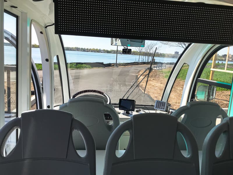 The Interior of a Shuttle Bus. Stock Photo - Image of forward, interior ...