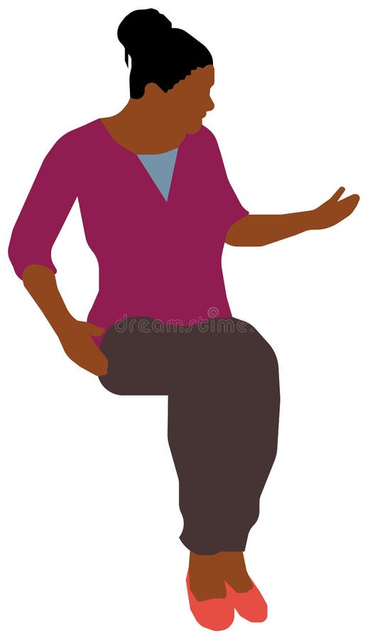 Sitting People Flat Vector Illustration Set Black People Stock Vector ...