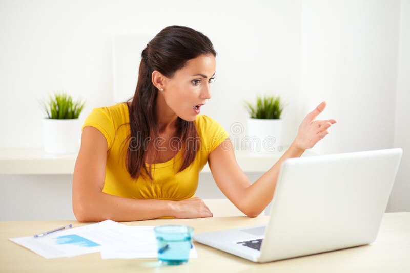 Sitting Female Receptionist Using Her Computer Stock Photo - Image of ...