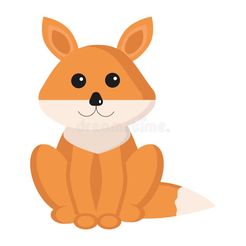 A Sitting Fox Cub on a White Background for Use in a Clipart Stock ...