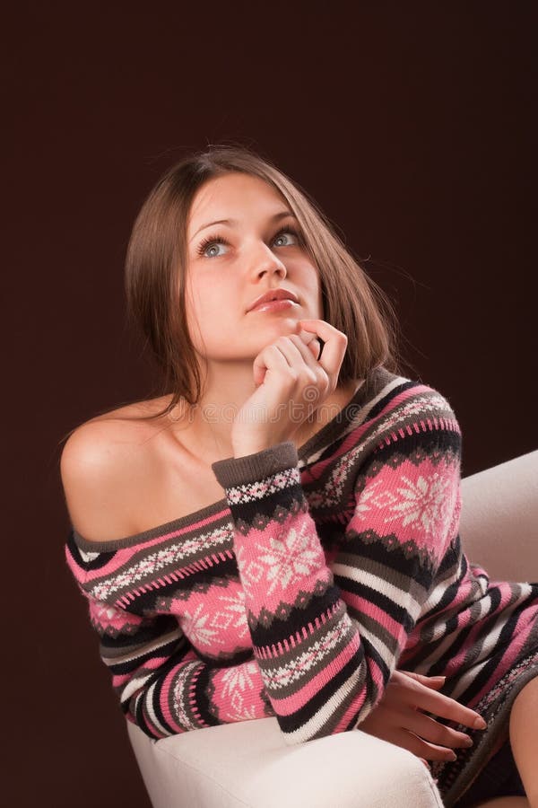 Sitting girl stock photo. Image of copy, brunette, elegance - 18057772