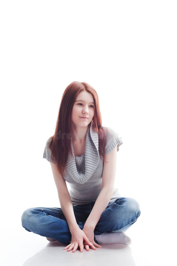 Sitting girl stock photo. Image of copy, brunette, elegance - 18057772