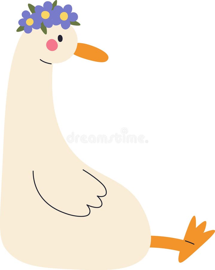 Sitting Goose with Flowers stock vector. Illustration of goose - 306366868