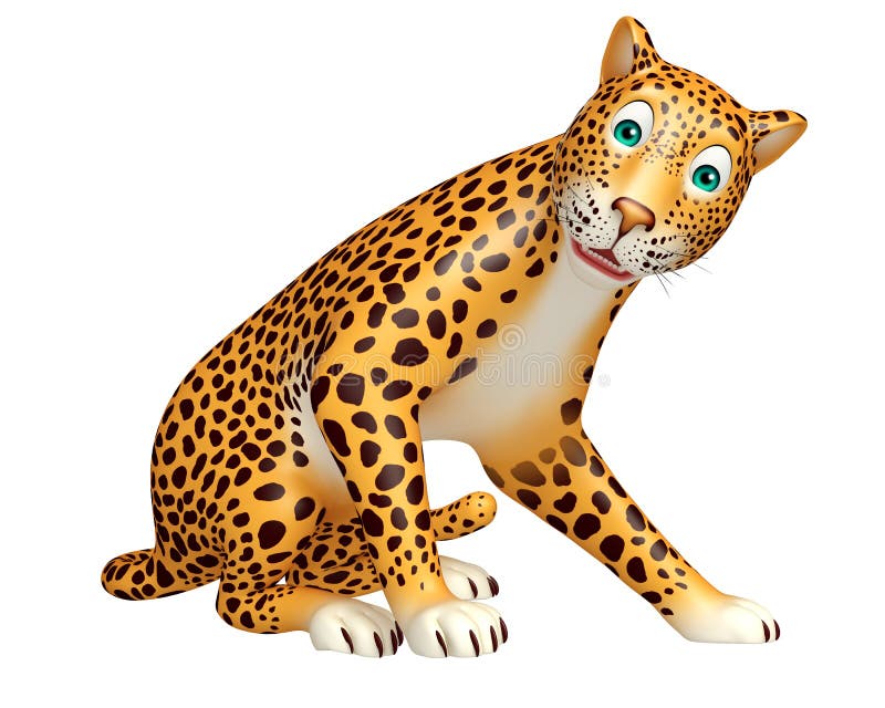 Sitting Leopard Cartoon Character Stock Illustration - Illustration of ...