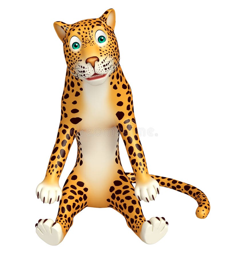 Sitting Leopard Cartoon Character Stock Illustration - Illustration of ...