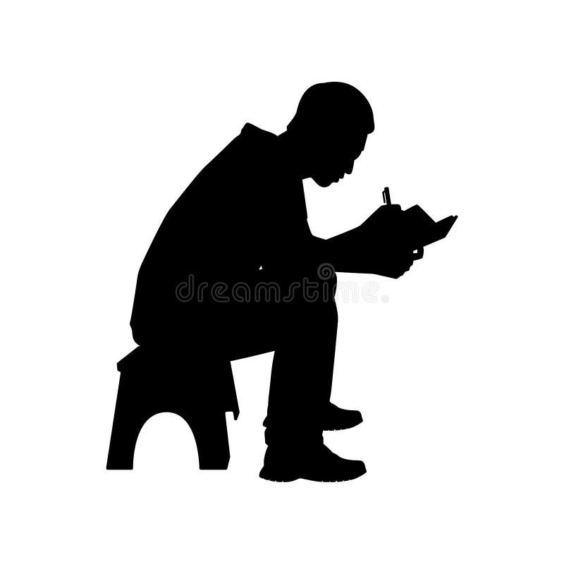 Sitting Man Read A Book Silhouette Vector Stock Vector Illustration