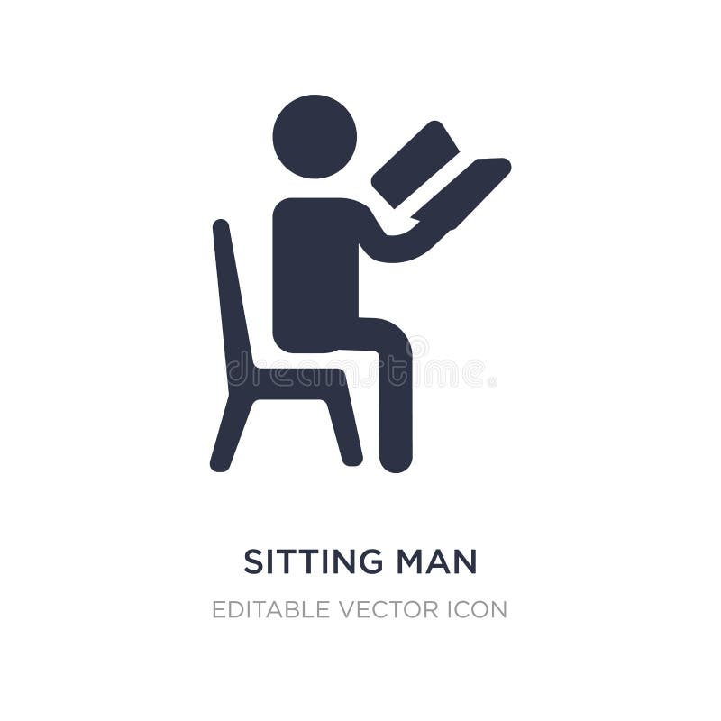 Sitting Man Reading Icon on White Background. Simple Element ...