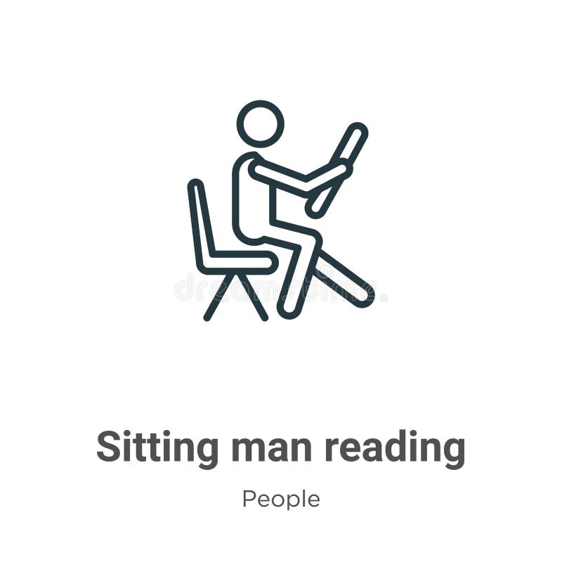 Sitting Man Reading Outline Vector Icon. Thin Line Black Sitting Man ...