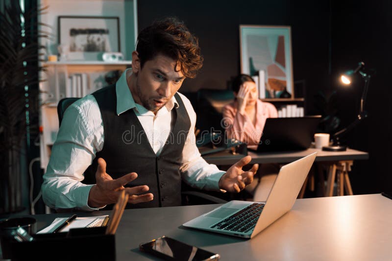 Sitting Man Thinking Creative Business Project Planning at Night ...