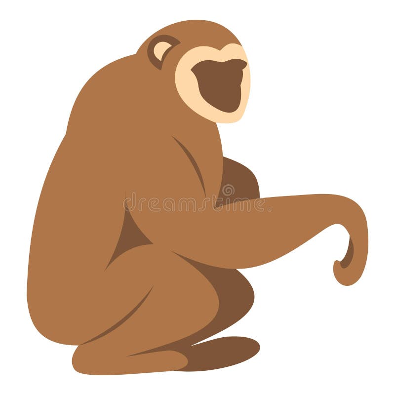 Sitting Monkey Icon Isolated Stock Vector - Illustration of furry ...