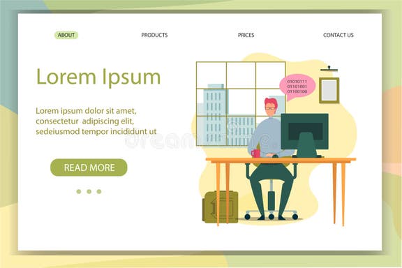 Sitting in Office, Thinking Binary Code All Time Stock Vector ...