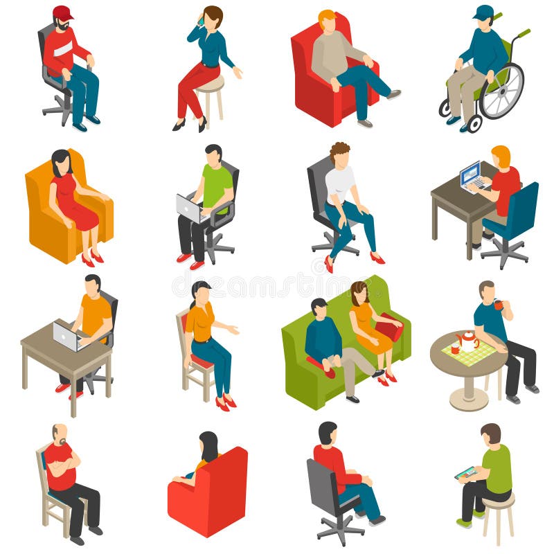 Sitting People Isometric Set Stock Illustrations – 1,064 Sitting People ...