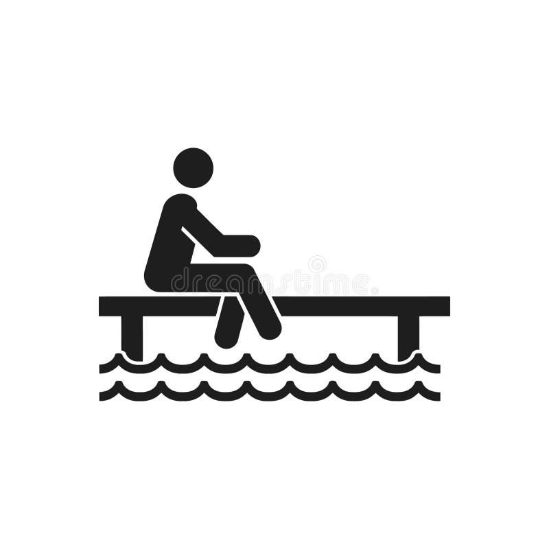 Sitting on Pier Icon stock vector. Illustration of sign - 361852147