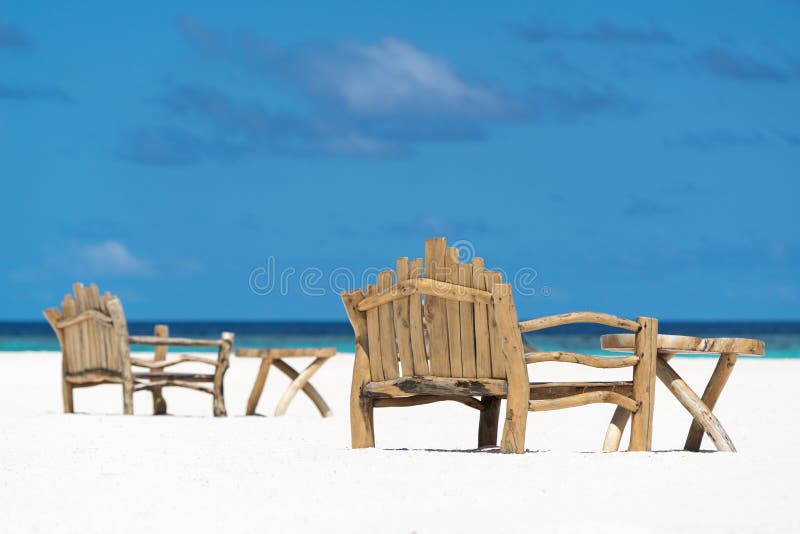 Sitting Place and Table in a Tropical Beach Stock Image - Image of ...