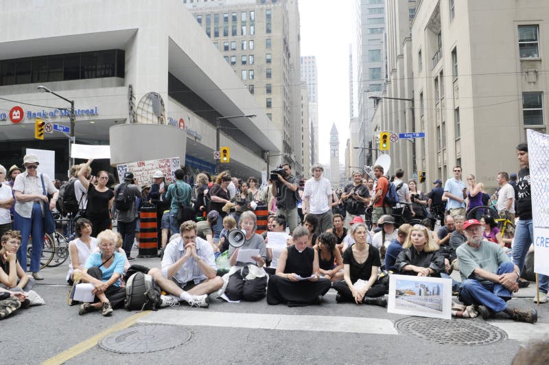 Sitting protesters. editorial stock image. Image of downtown - 26745874