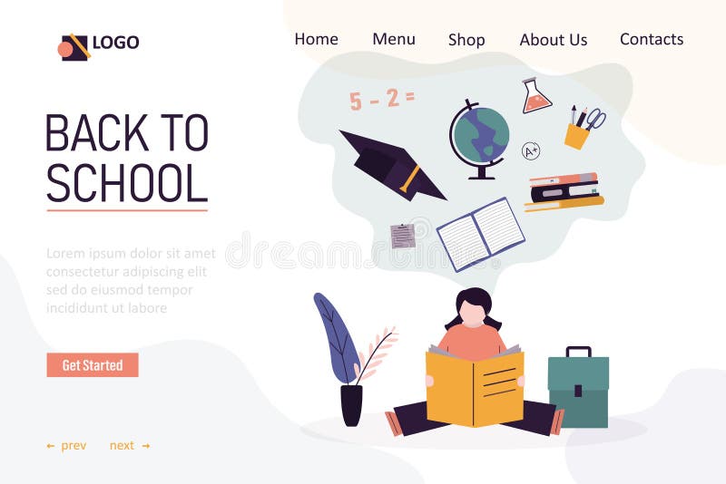 Sitting Pupil Reading Book. Scholar Studies and Learning Sciences. Kid ...