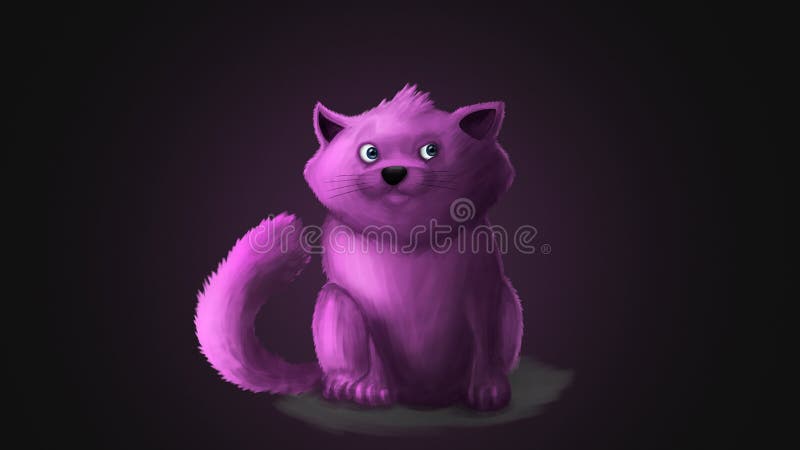 Sitting Purple Cat Adventurer. Cute Pet Cat Stock Illustration ...
