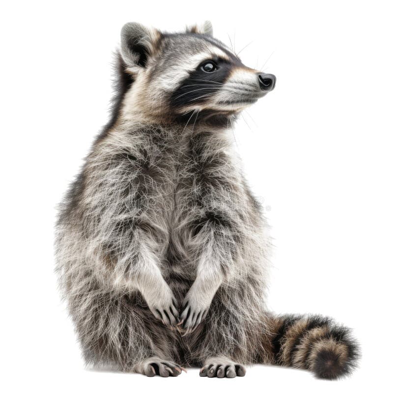 A Sitting Raccoon Looking Up and To the Right Stock Illustration ...