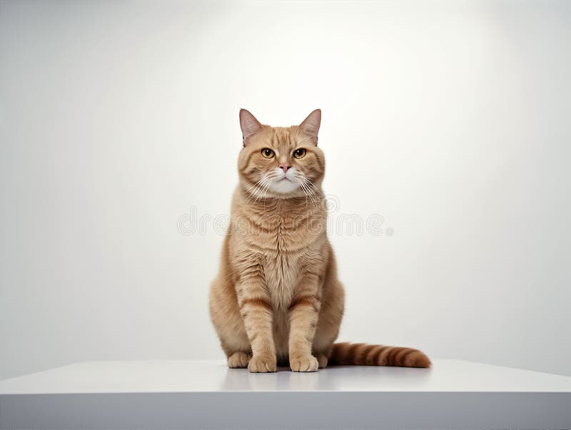 Sitting Red Cat Not at All Ferocious Looking at Camera. Generative Ai ...