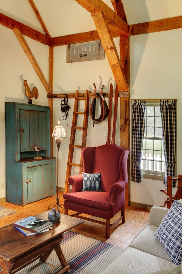 A Primitive Colonial Style Reproduction Home. Stock Image - Image of ...