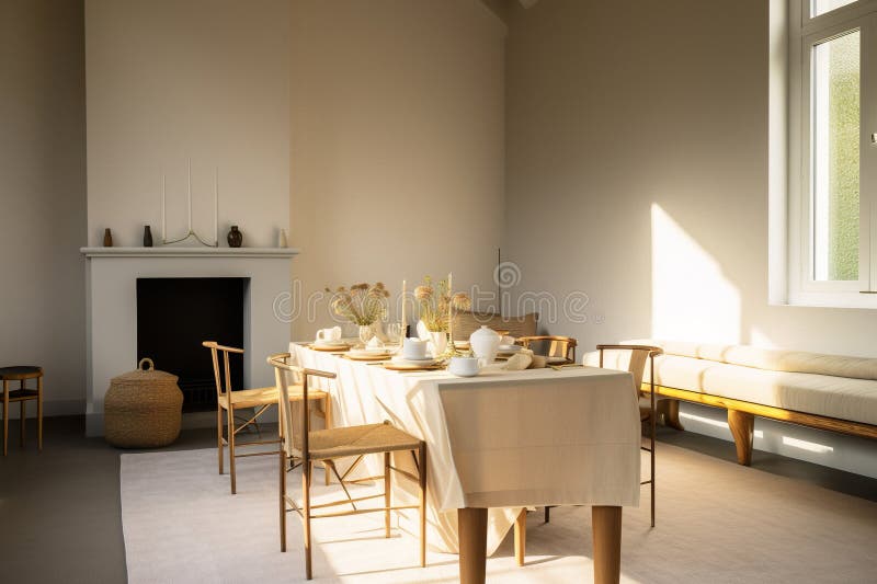 Sitting Room with Set Up Table, Table Setting, Simple Minimal Muji ...