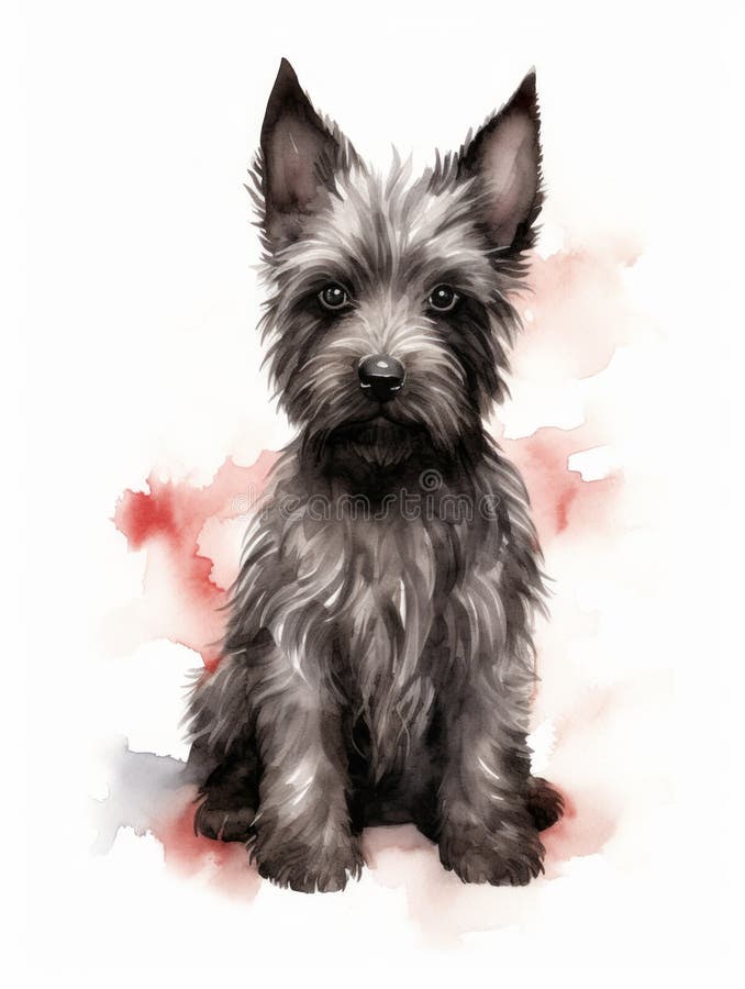 Sitting Scottish Terrier in a Tartan Pattern AI Generated Stock ...