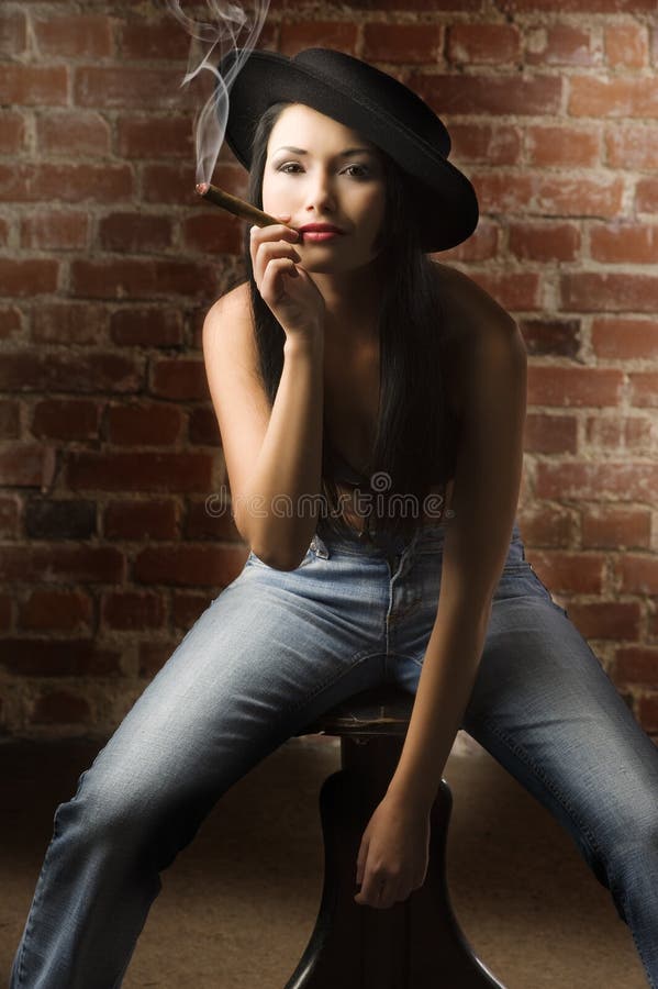 Sitting and smoking cigar stock image. Image of glamour - 11403811