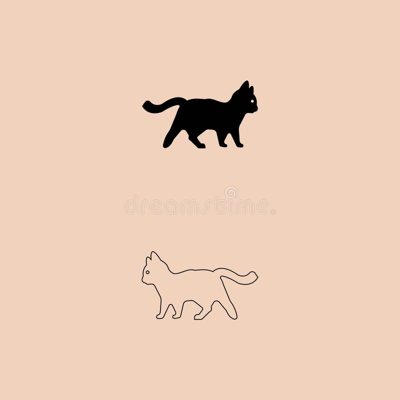 Sitting, Standing, Running Cat Animal Logo Stock Vector - Illustration ...