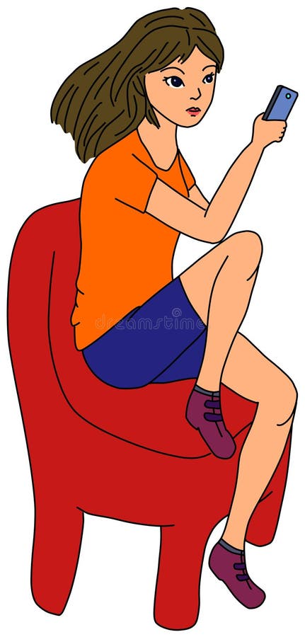 Sitting and texting stock illustration. Illustration of cellphone ...