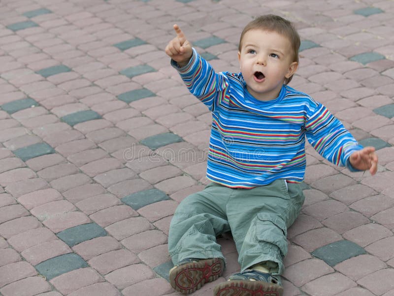 Little Boy Pointing Direction Stock Image - Image of single, reflection ...