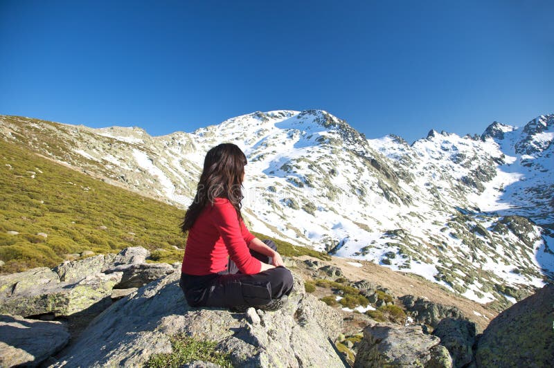 Sitting Watching Snow Horizon Stock Image - Image of gredos, country ...