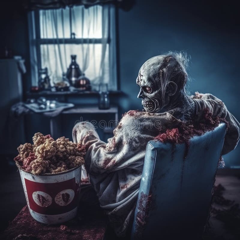 A sitting zombie eating stock illustration. Illustration of escape ...