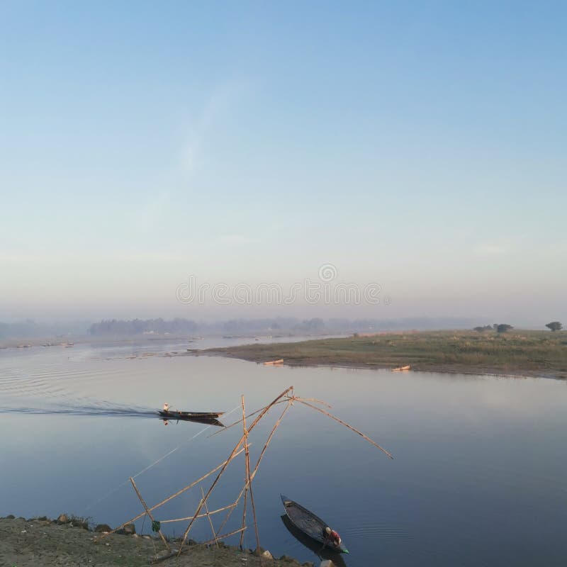 On a Cold Winter Morning on the Banks of the Jamuna River Stock Image ...