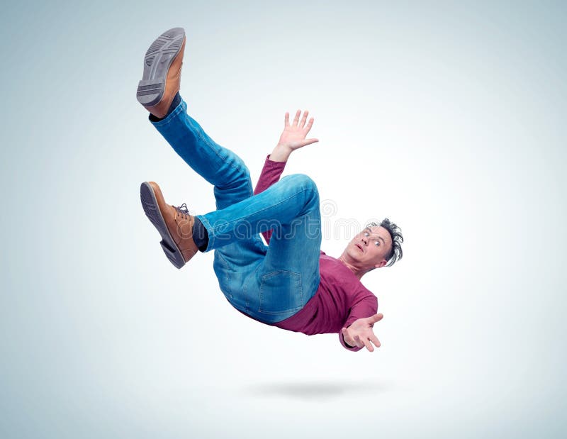 Situation, Der Mann Fällt Getrennt Auf Weißem Hintergrund Konzept Eines ...