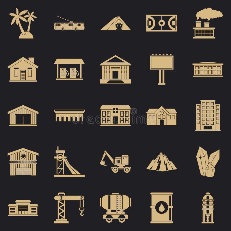 Situation Icons Set, Simple Style Stock Vector - Illustration of forest ...