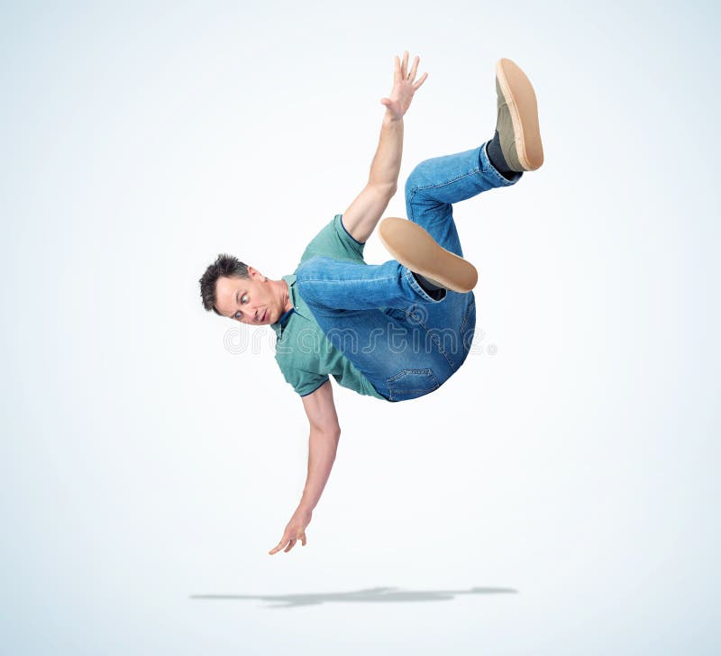Situation, the Man in Casual Clothes is Falling Down. Concept of an ...