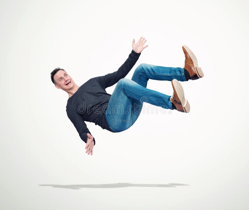 Situation, the Man in Casual Clothes is Falling. Concept of an Accident ...