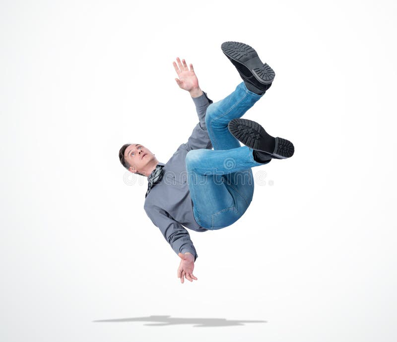 Situation, the Man in Casual Clothes is Falling Down. Concept of an ...