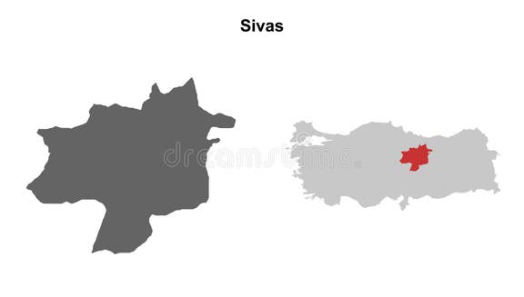 Sivas outline map stock vector. Illustration of shape - 379017540