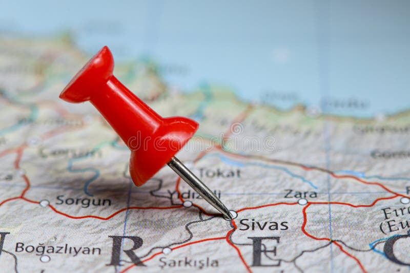 Sivas, Turkey pin on map stock photo. Image of cartography - 372923960