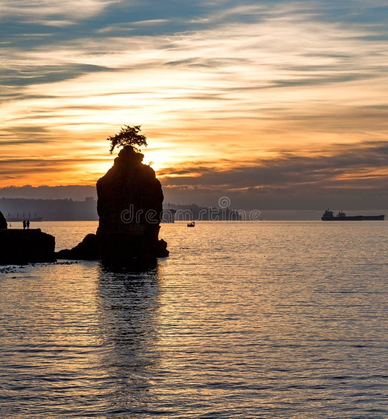 Siwash Rock at Sunset stock image. Image of space, park - 68818635