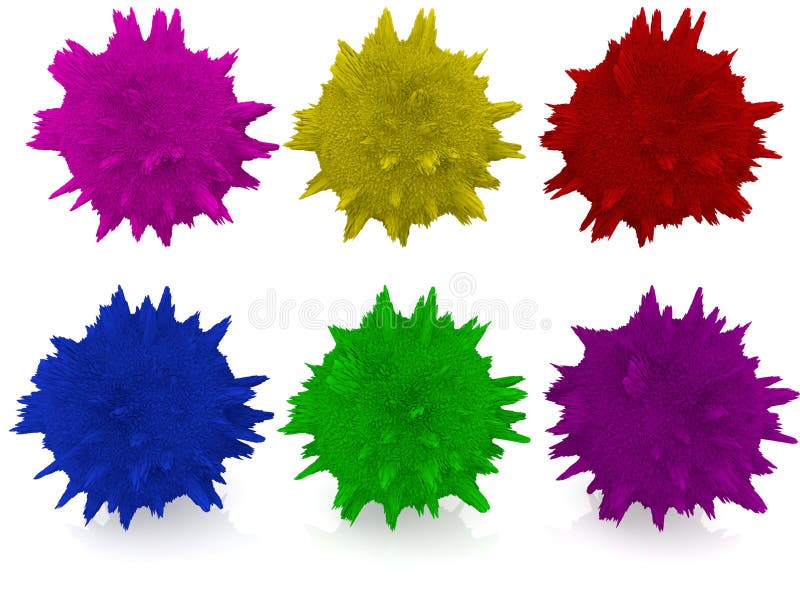 Six Abstract Balls of Different Colors on White Stock Illustration ...