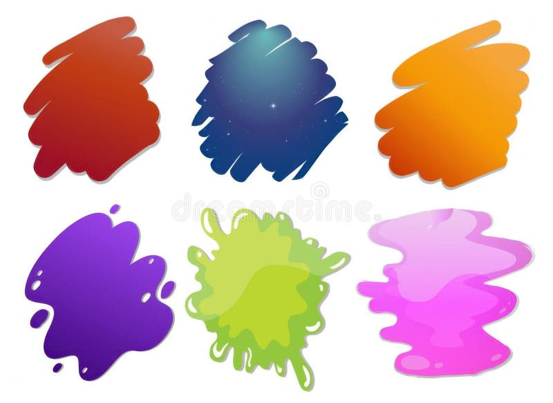 A Collection of Six Vibrant, Abstract Paint Splashes on a White ...