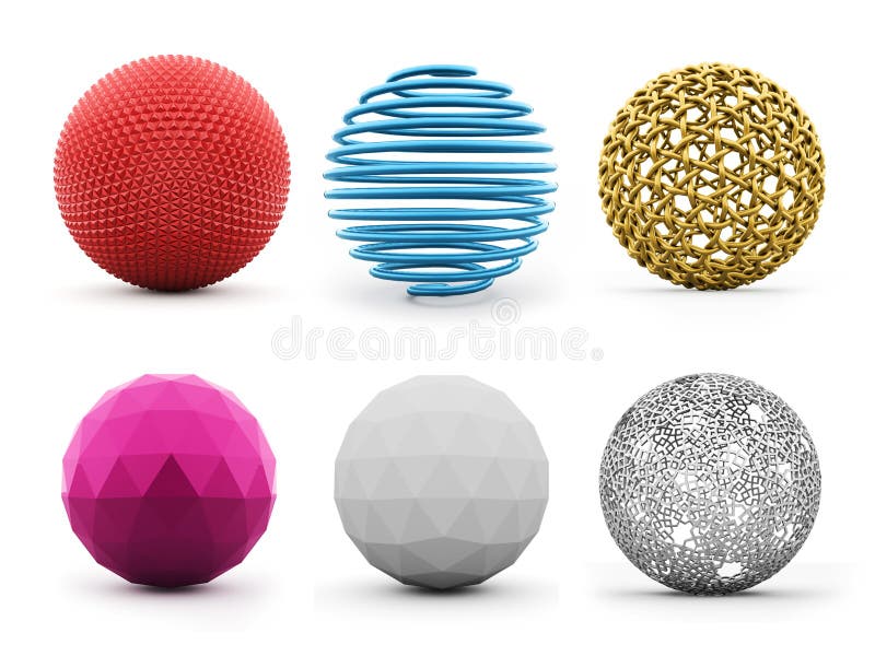 Six Abstract Spheres Colored Isolated on White Stock Illustration ...