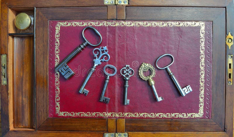 Six Antique Keys stock photo. Image of wood, writing - 34359048